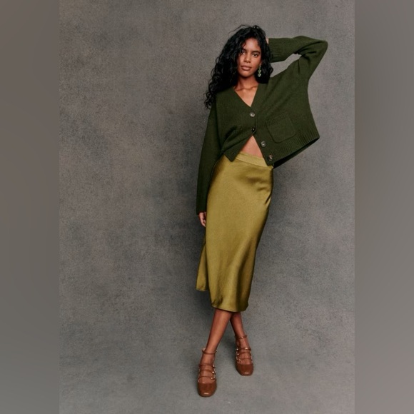 Sezane | Skirts | Szane Sandy Skirt Olive Green | Poshmark